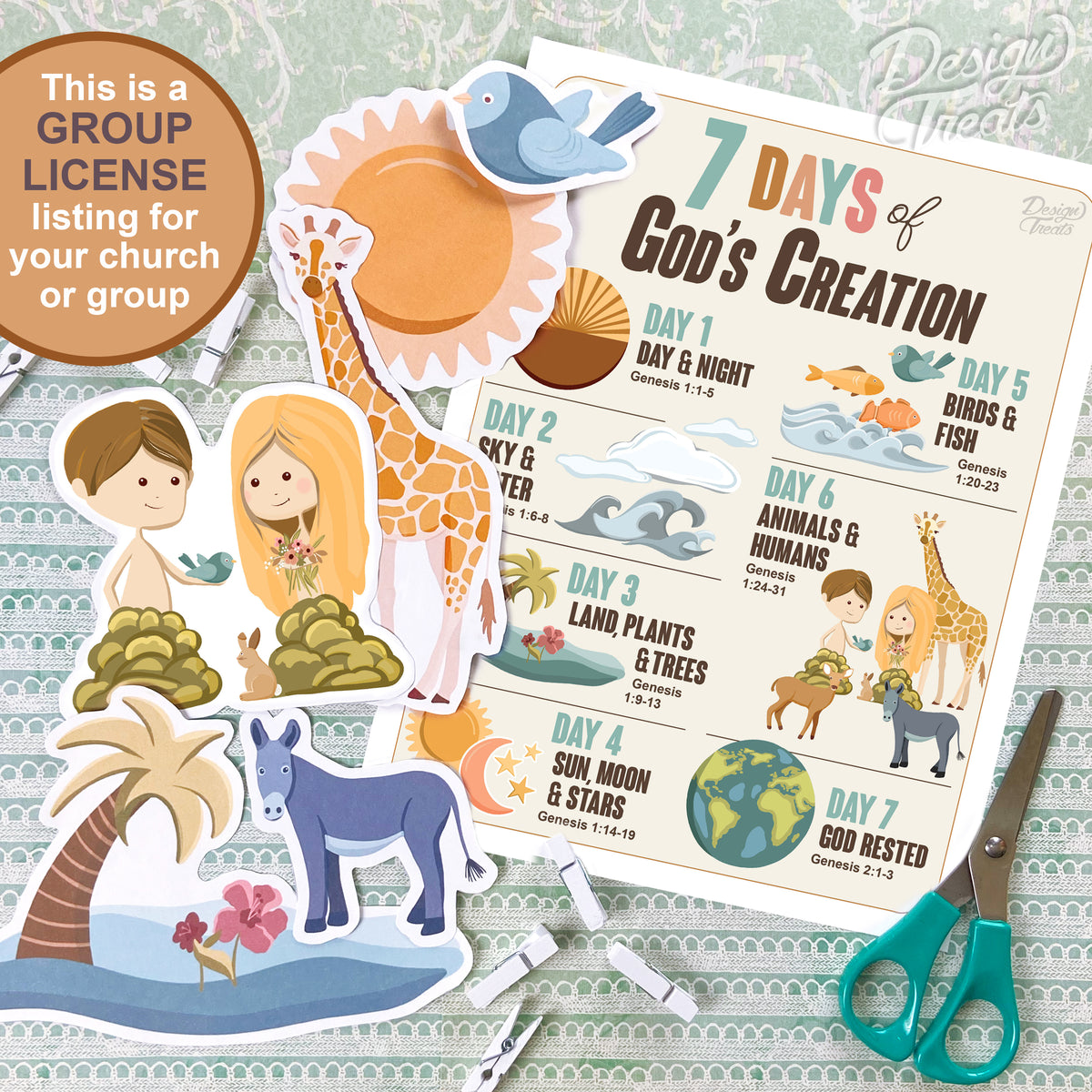 GROUP LICENSE - 7 Days of God's Creation Bible Lesson For Kids (digita ...