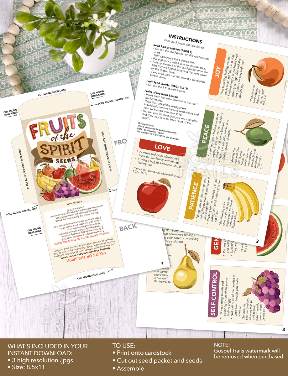 Fruits of the Spirit Seed Packet Bible Lesson (digital download ...